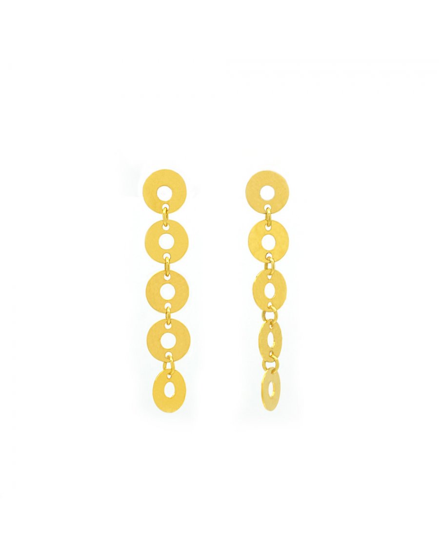 9ct Gold Disc Drop Earrings | T T Jewellers